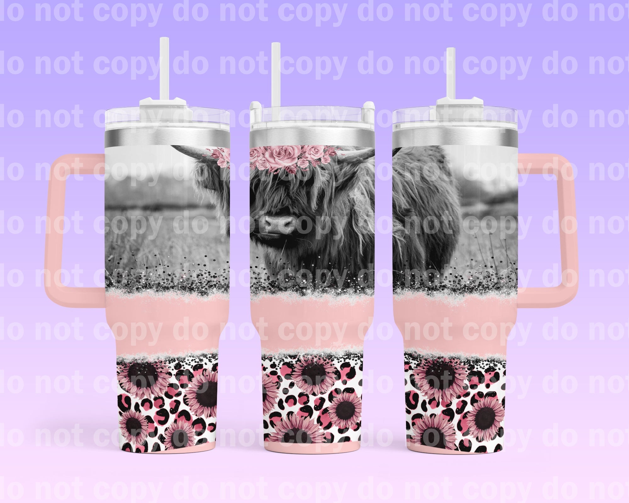 Cow With Flower Crown with Bottom Option 40oz Cup Wrap – Puttin on the Printz
