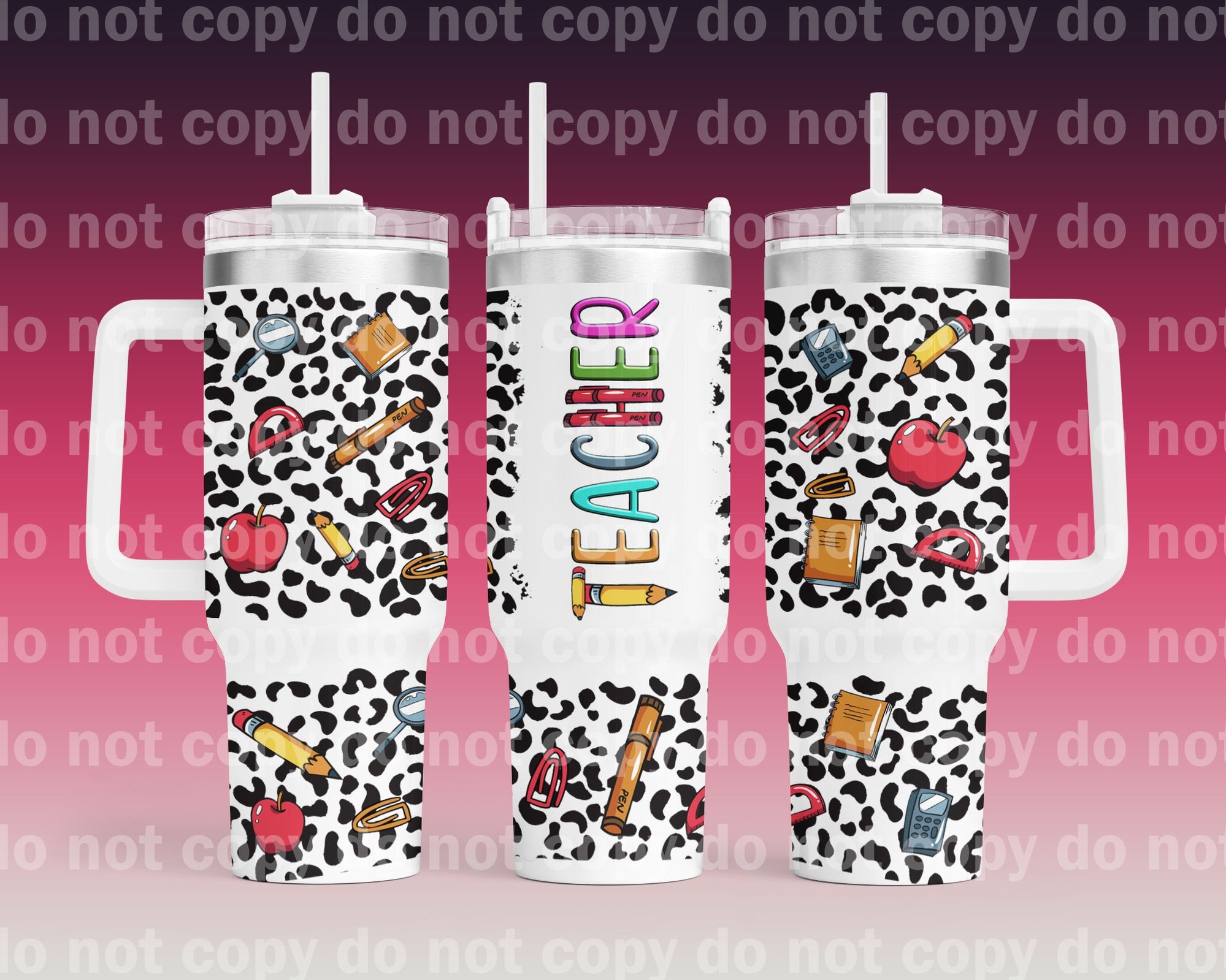 Teacher Leopard Print with Bottom Option 40oz Cup Wrap – Puttin on the ...