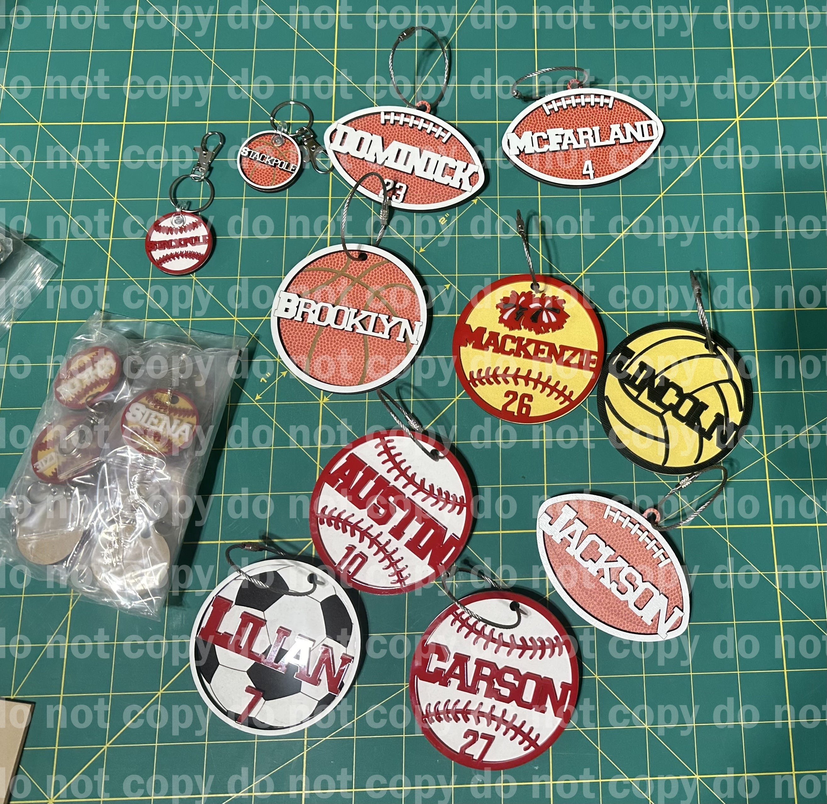 Personalized Sports Bag Tags bogg bag bolts Keychains – Puttin on the ...