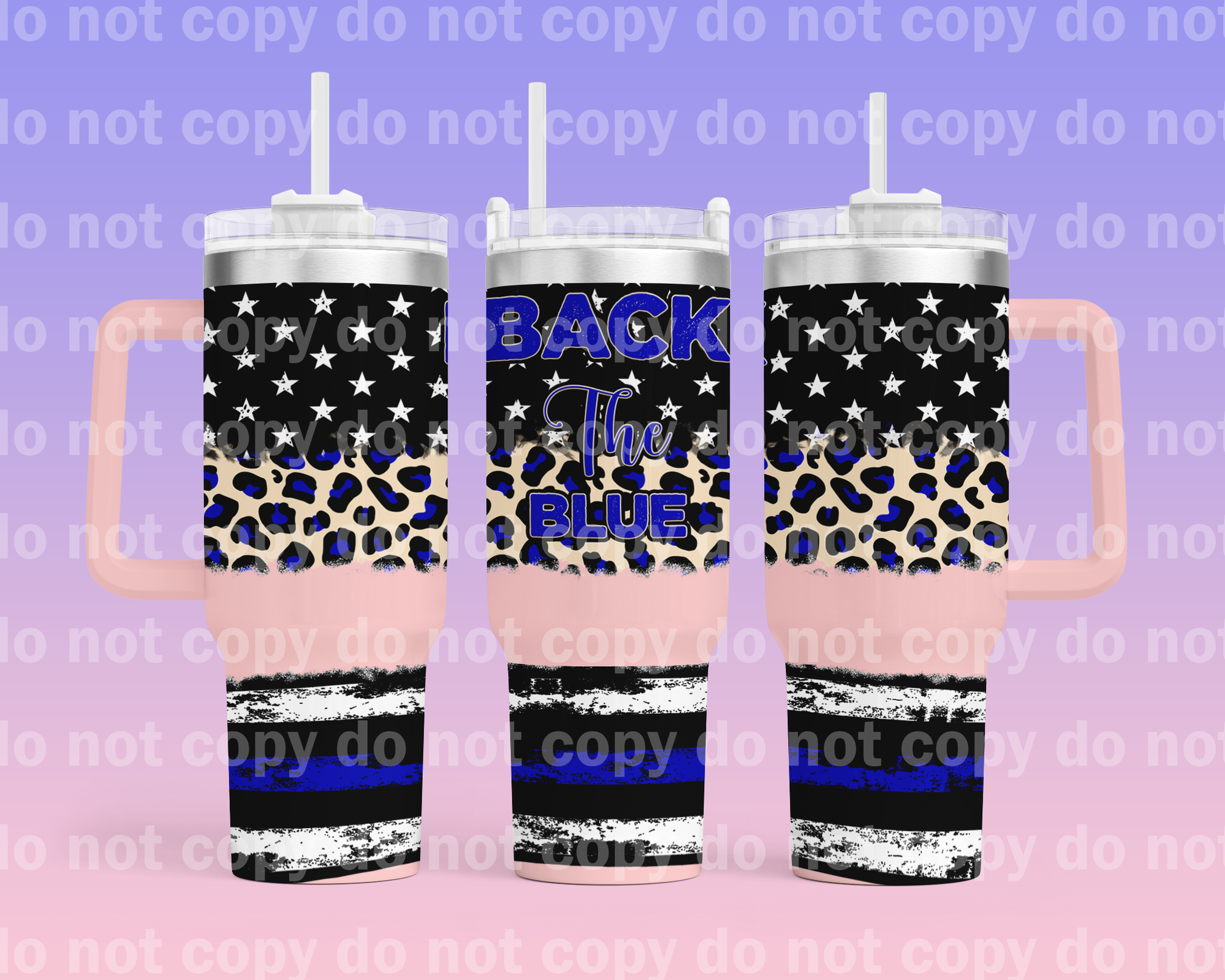 Back The Blue with Bottom Option 40oz Cup Wrap – Puttin on the Printz