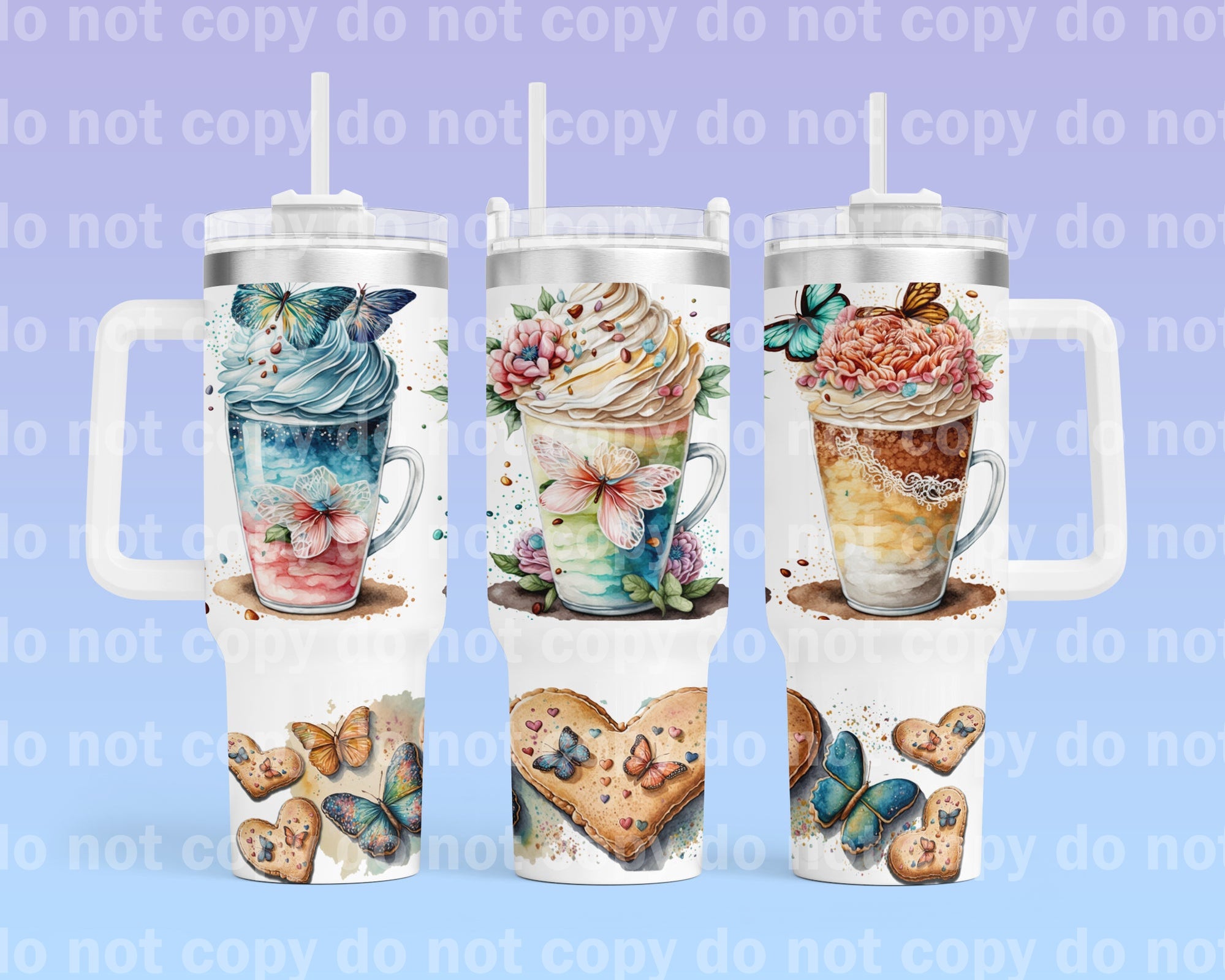 Frappe Drinks And Butterflies with Bottom Option 40oz Cup Wrap – Puttin ...