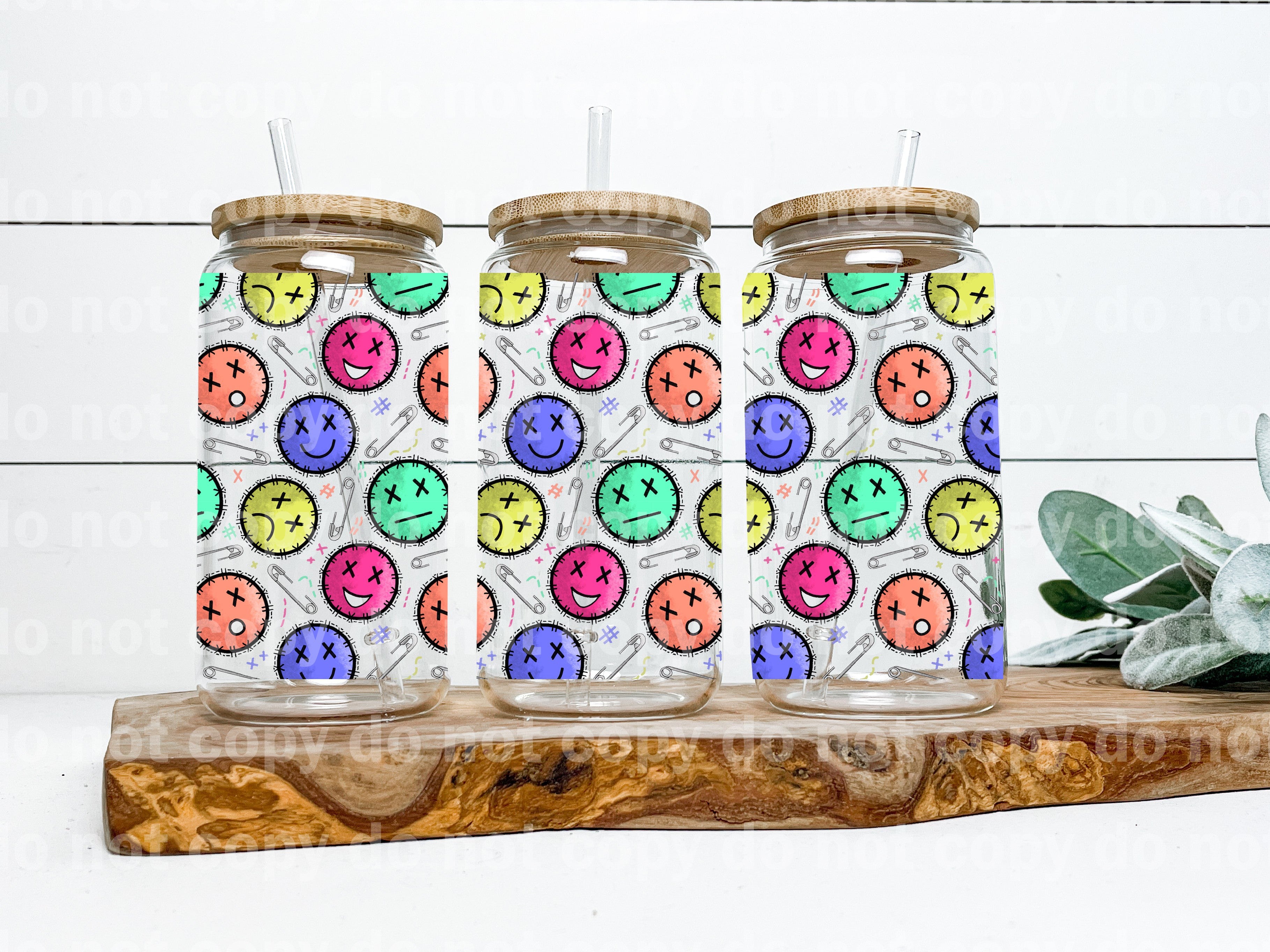 Smiley Faces Safety Pin 16oz Cup Wrap – Puttin on the Printz