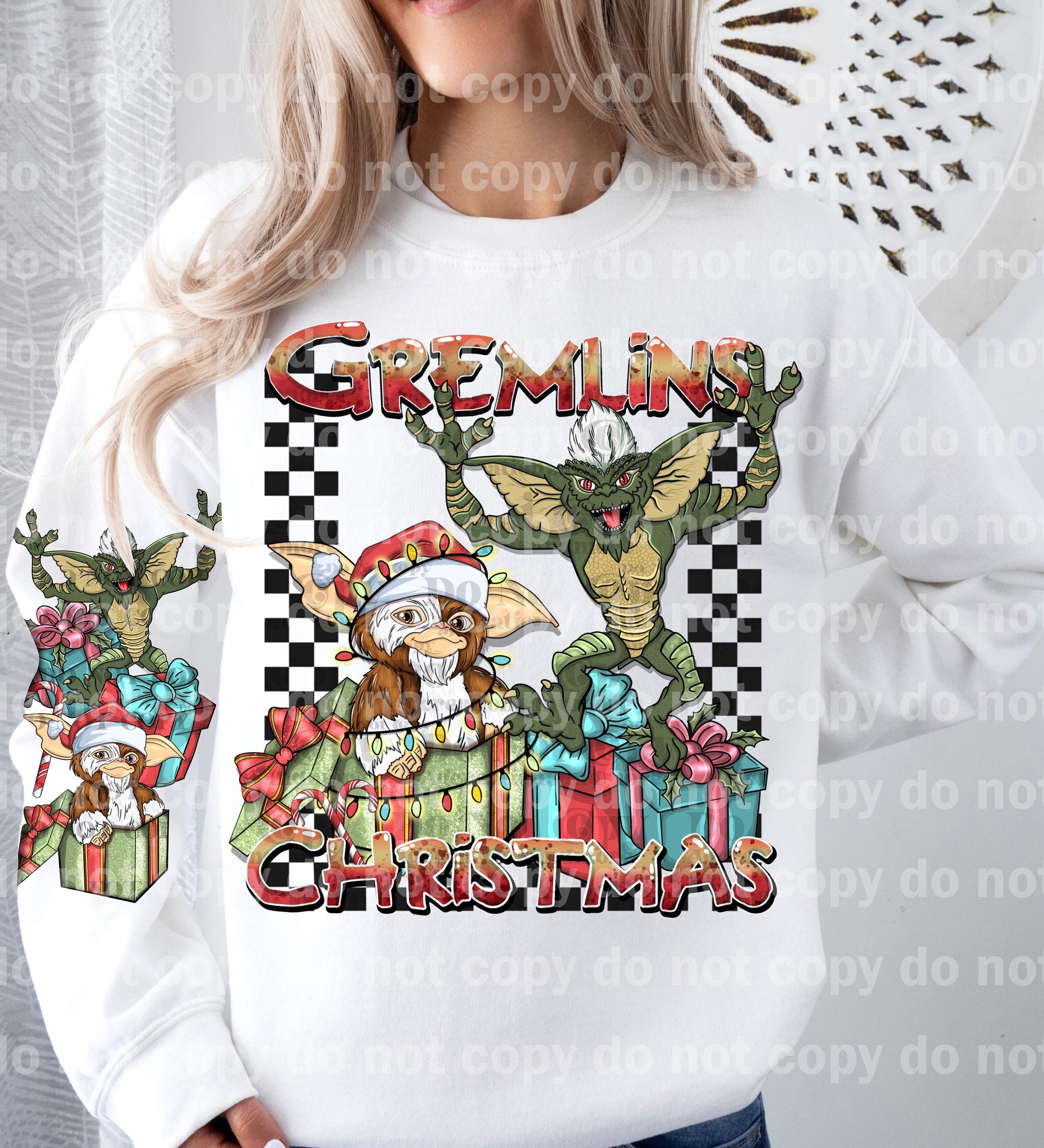 Gremlins Christmas with Optional Sleeve Design Dream Print or Sublimat ...