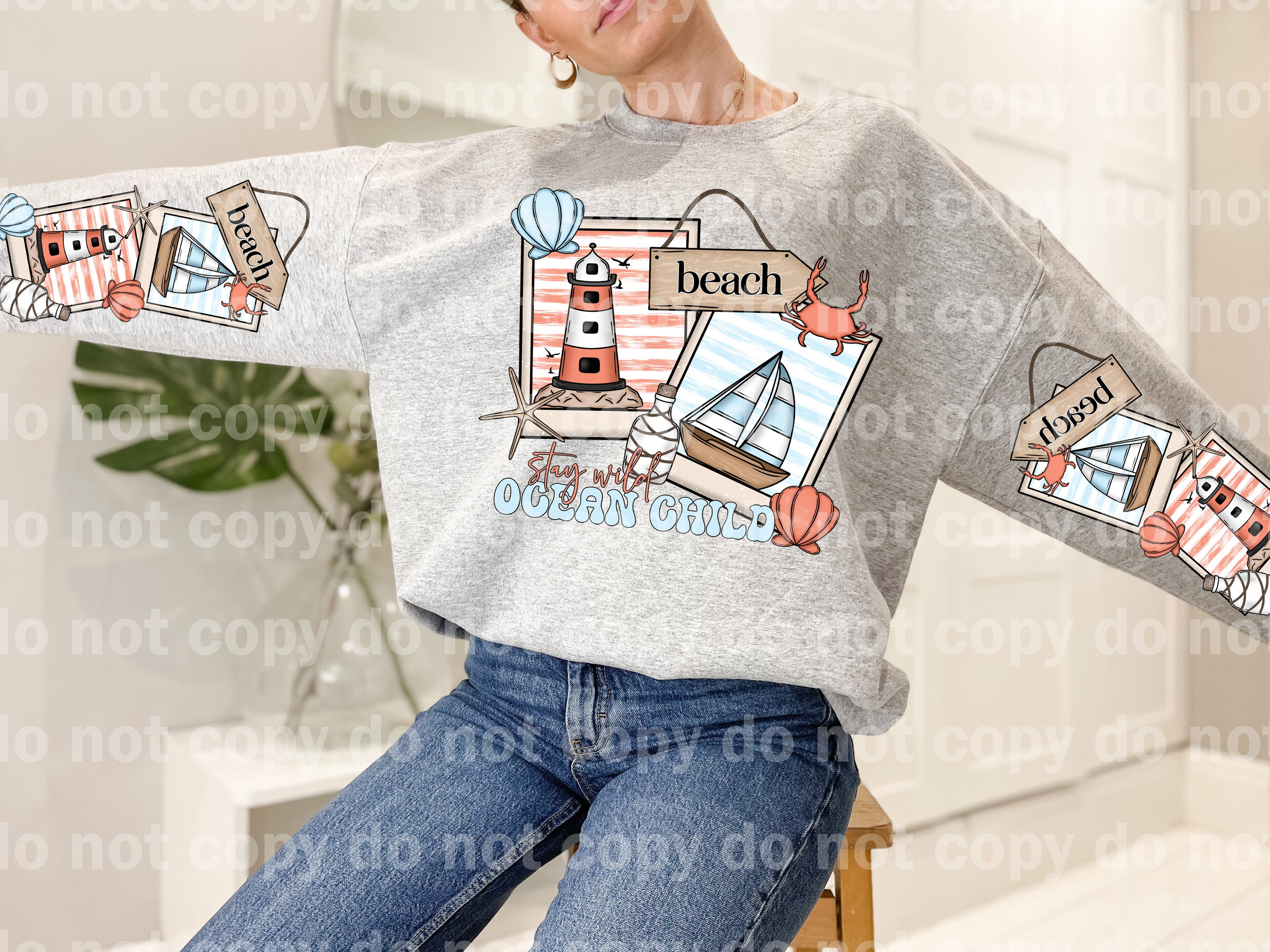 Stay Wild Ocean Child with Optional Two Rows Sleeve Designs Dream Prin ...