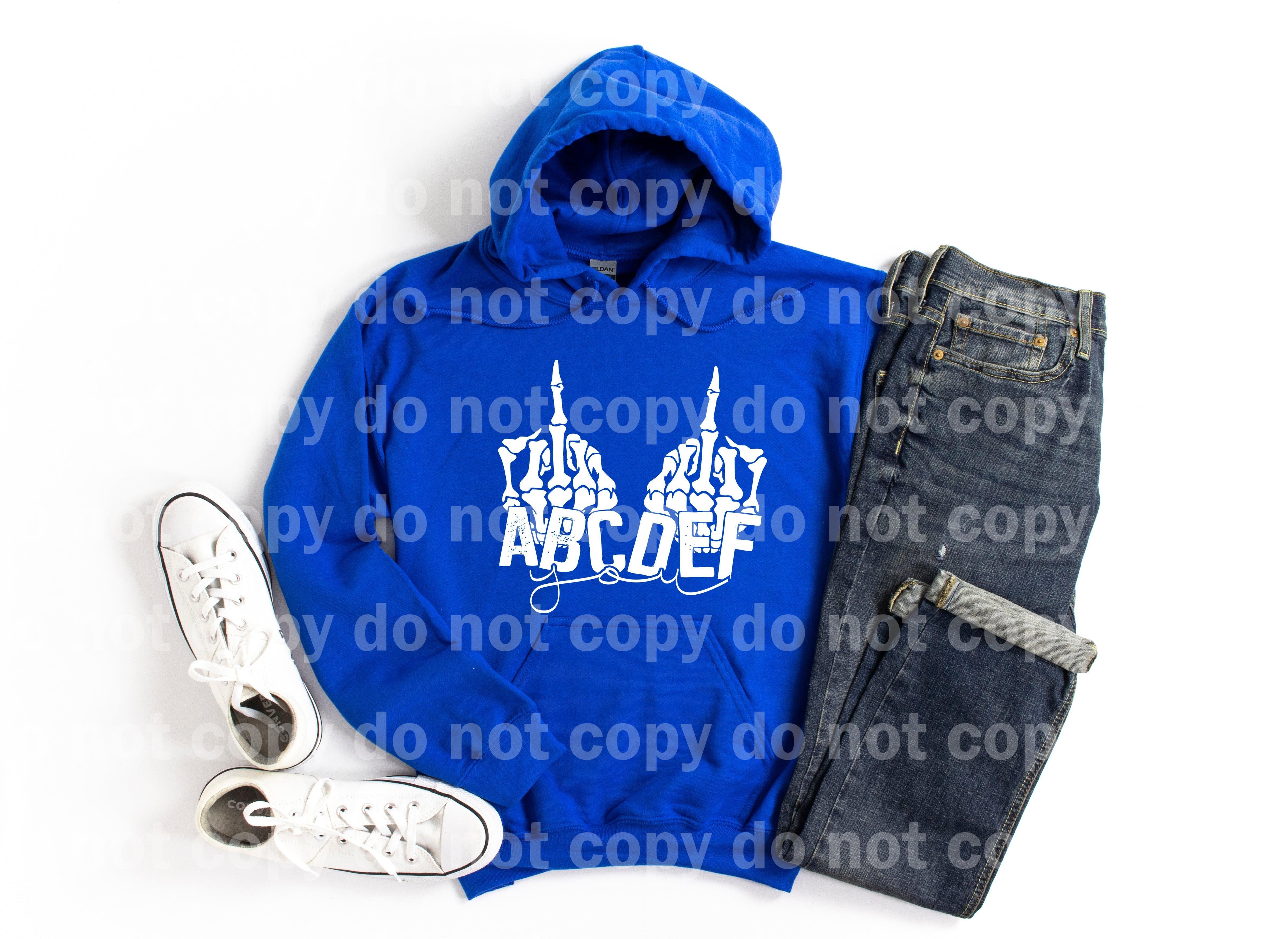 ABCDEF you WHITE INK one color Screen print transfer – Puttin on the Printz