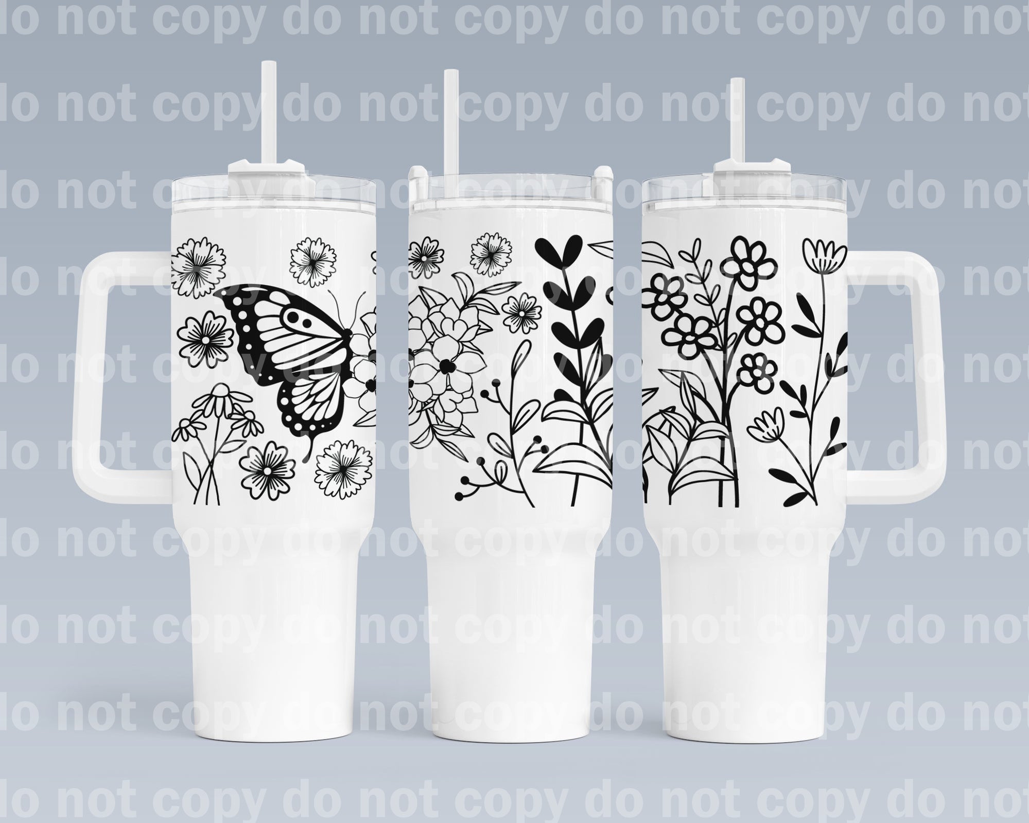 Butterfly And Wildflowers Cup Wrap 40oz Cup Wrap with Matching Handle ...