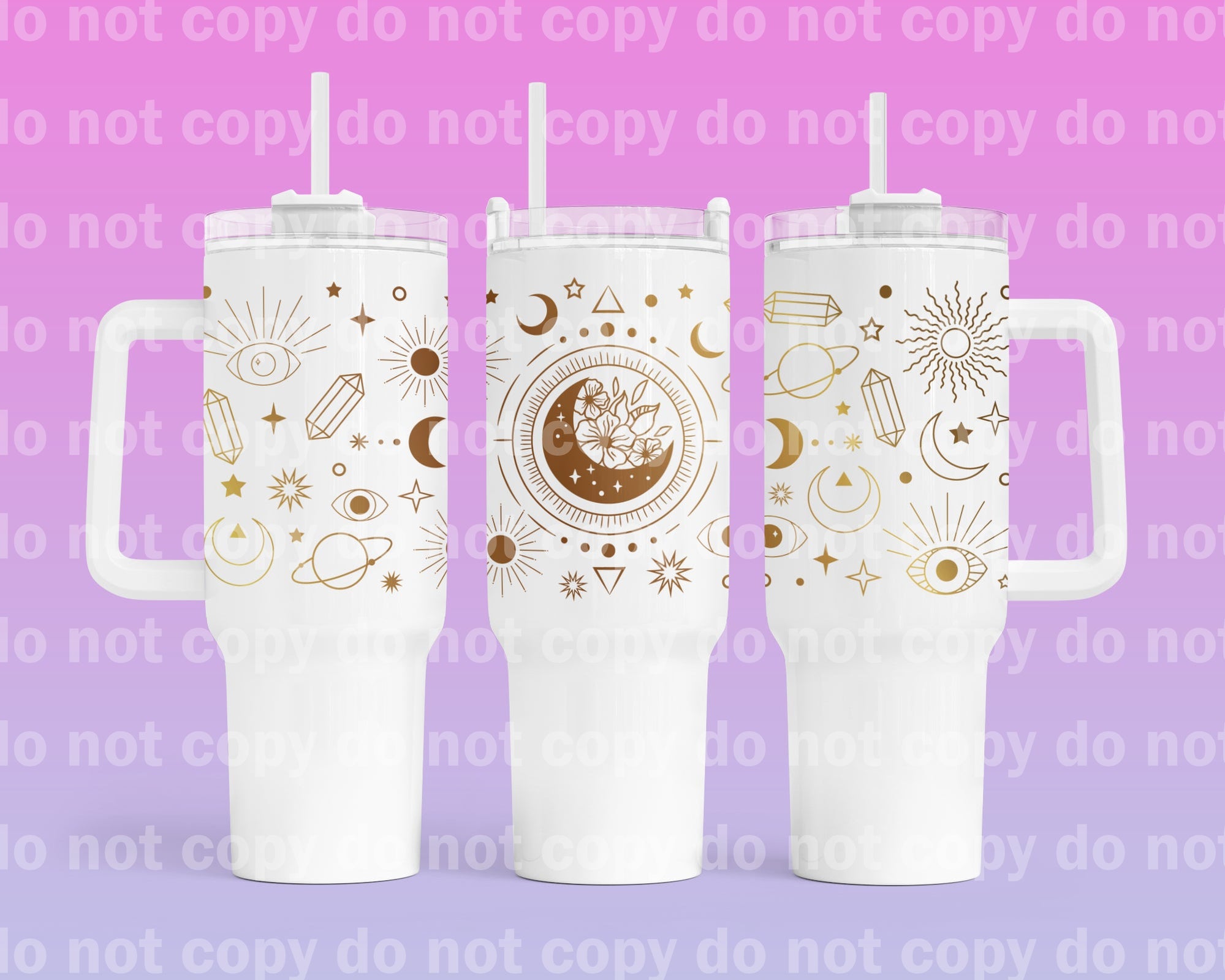 Celestial Moon Phase Cup Wrap 40oz Cup Wrap with Matching Handle Print ...