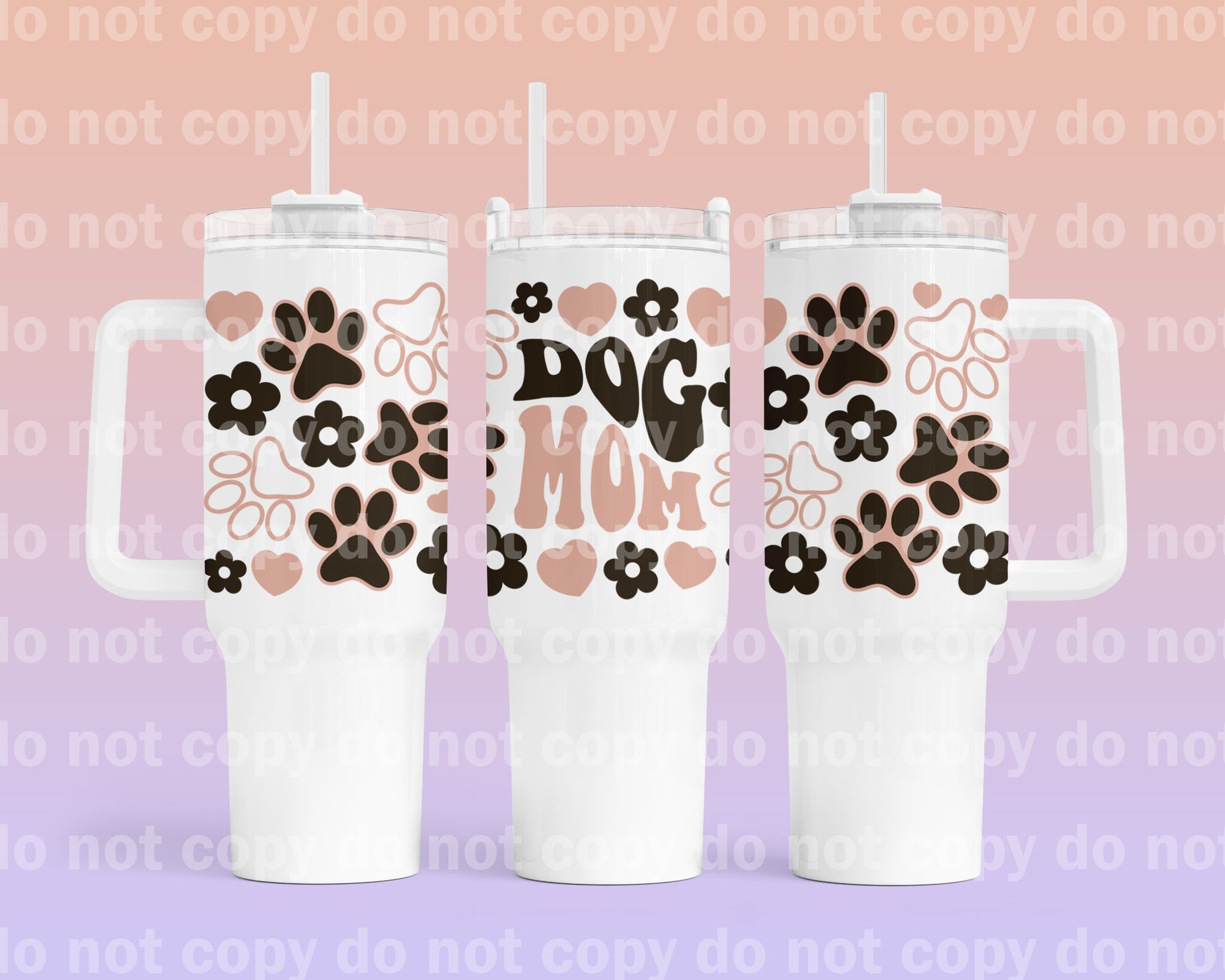 Dog Mom Groovy Cup Wrap 40oz Cup Wrap with Matching Handle Print ...