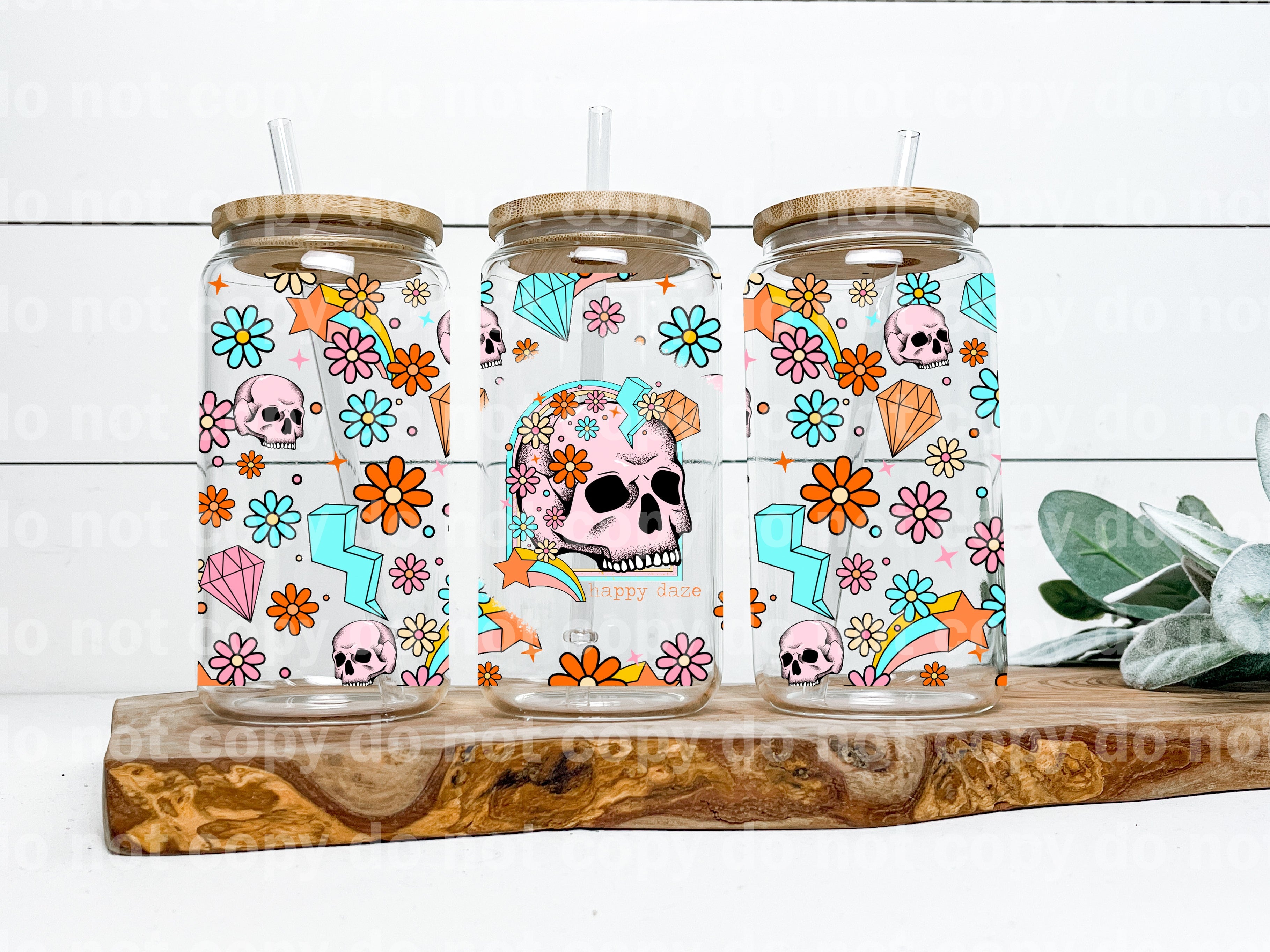 Happy Daze Skull 16oz Cup Wrap – Puttin on the Printz