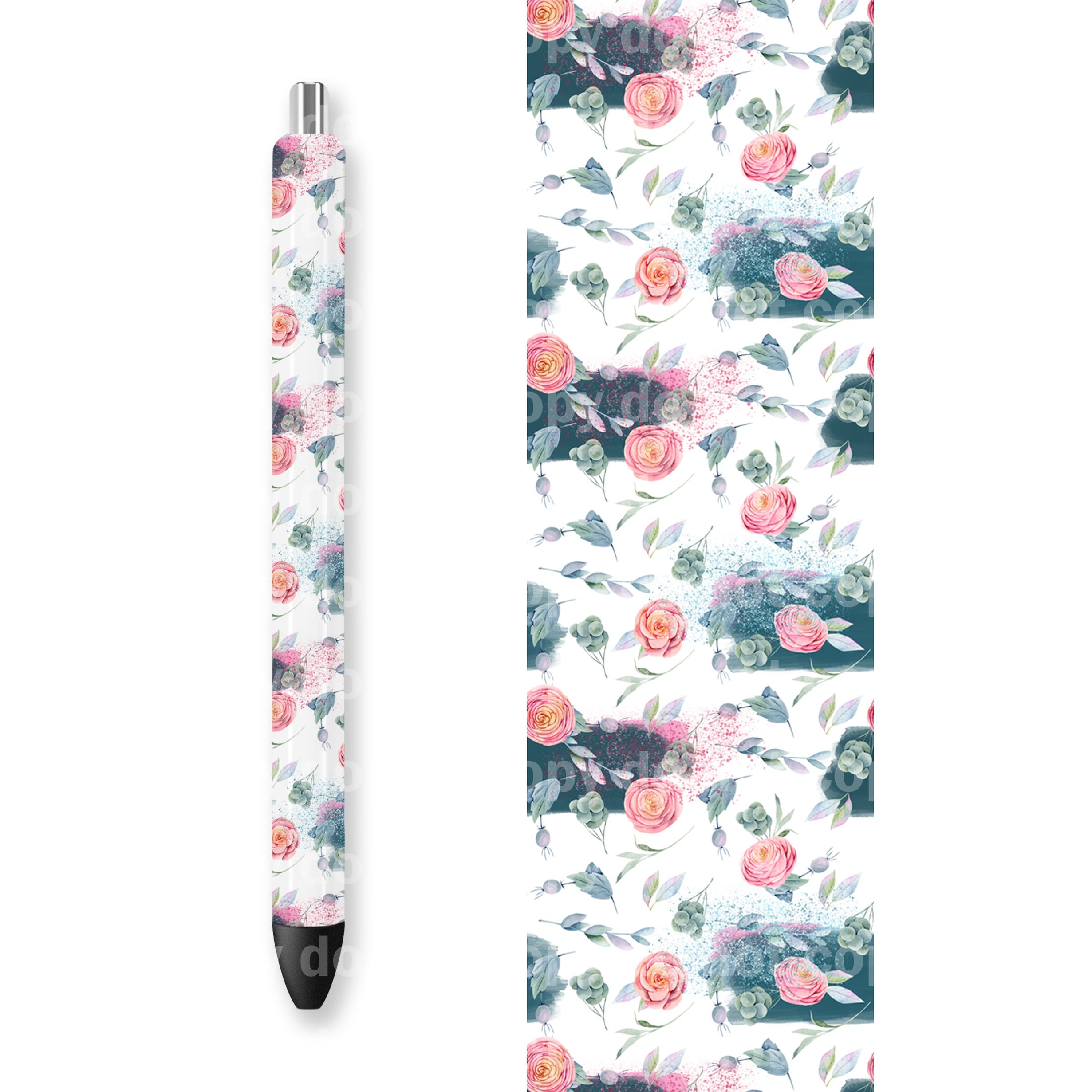 Pink Floral Glitters Pen Wrap – Puttin on the Printz