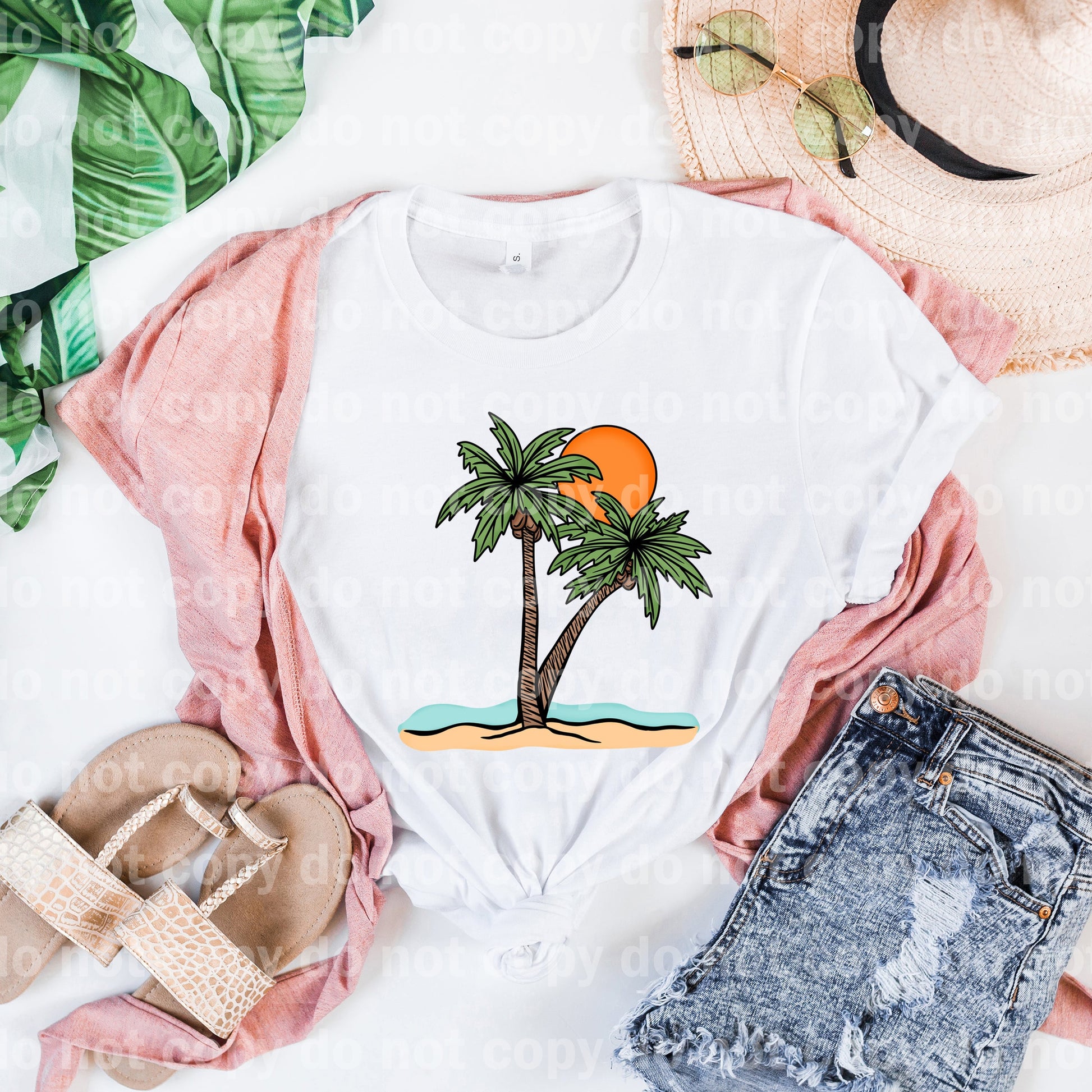 Palm Trees And Sun Full Color/One Color Dream Print or Sublimation Pri ...