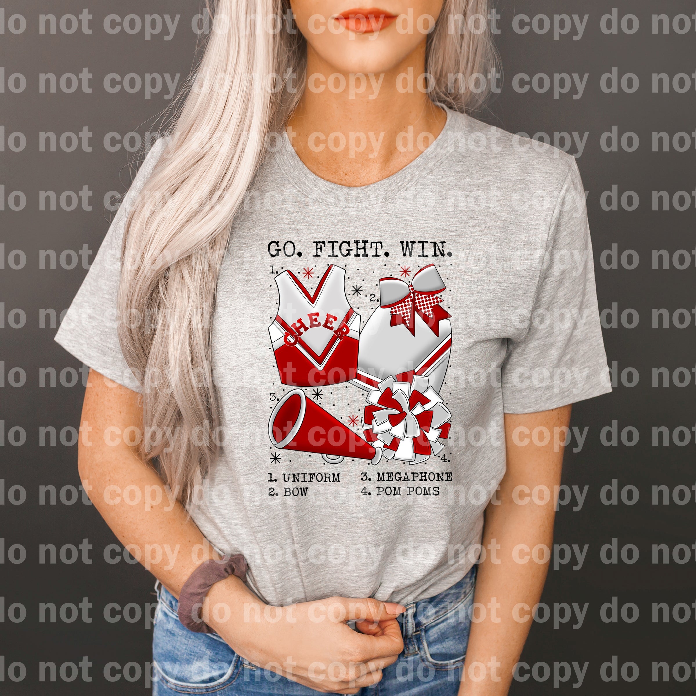 Go Fight Win Cheer Chart Red And White Dream Print or Sublimation Prin ...