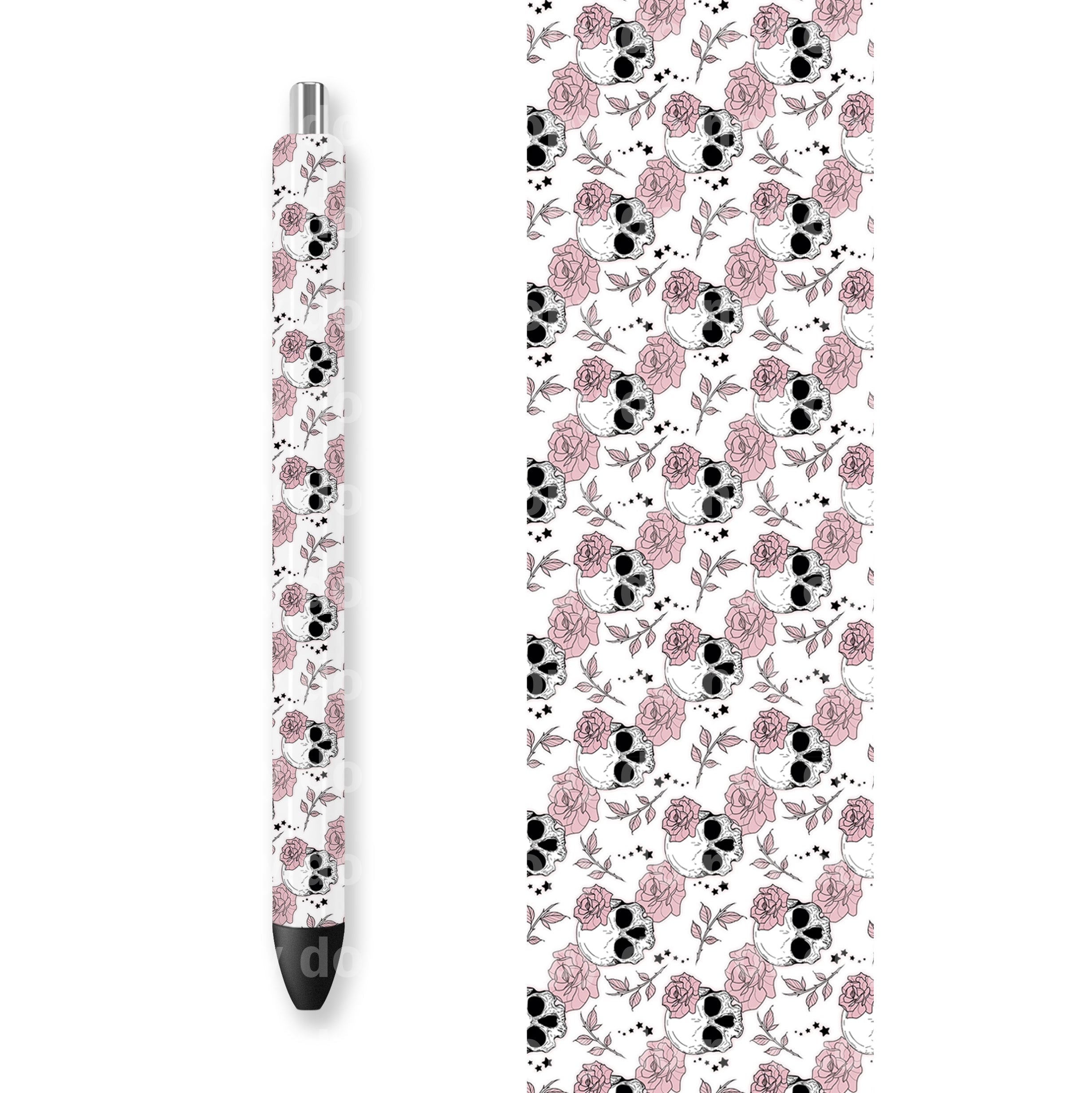 Skellie With Pink Rose Pen Wrap – Puttin on the Printz