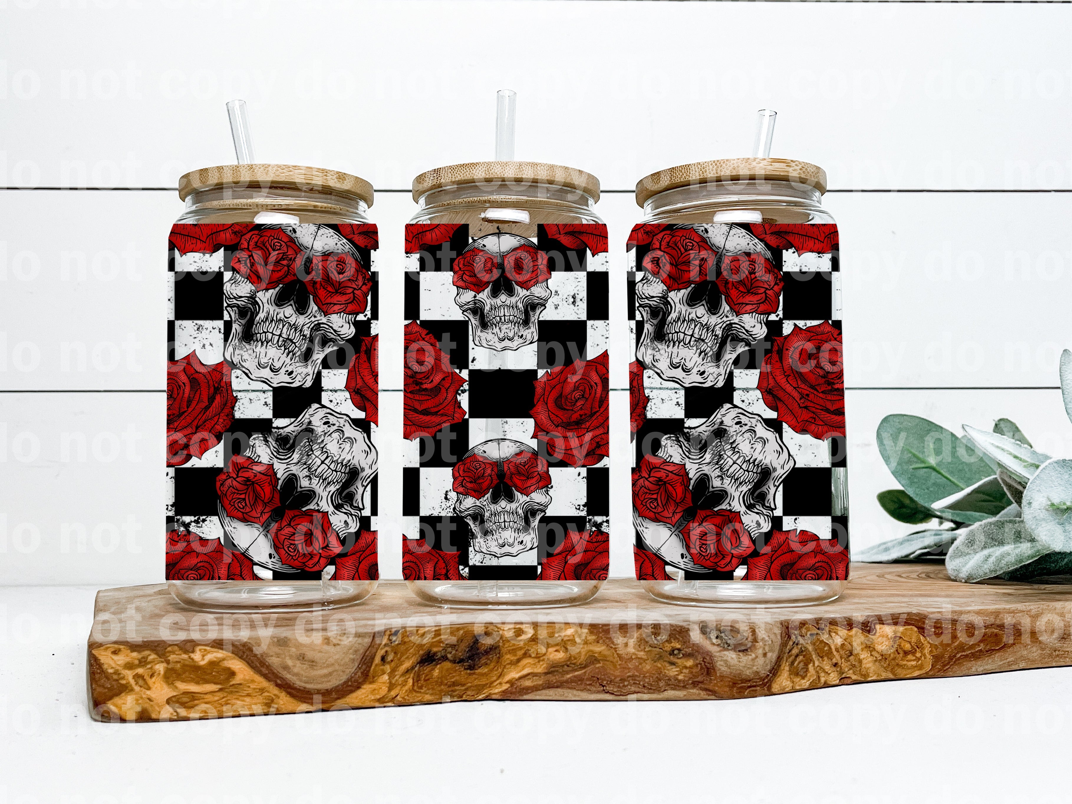 Plaid Roses Skull 16oz Cup Wrap – Puttin on the Printz