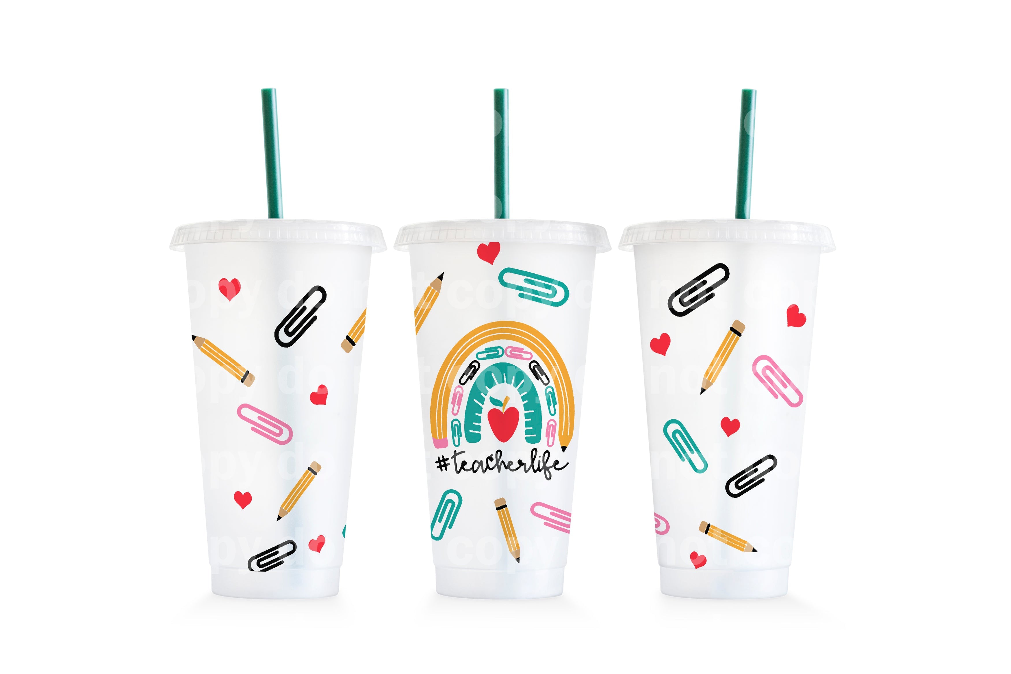Teacher Life Pencils And Paper Clips Cup Wrap 24oz Cold Cup Wrap ...